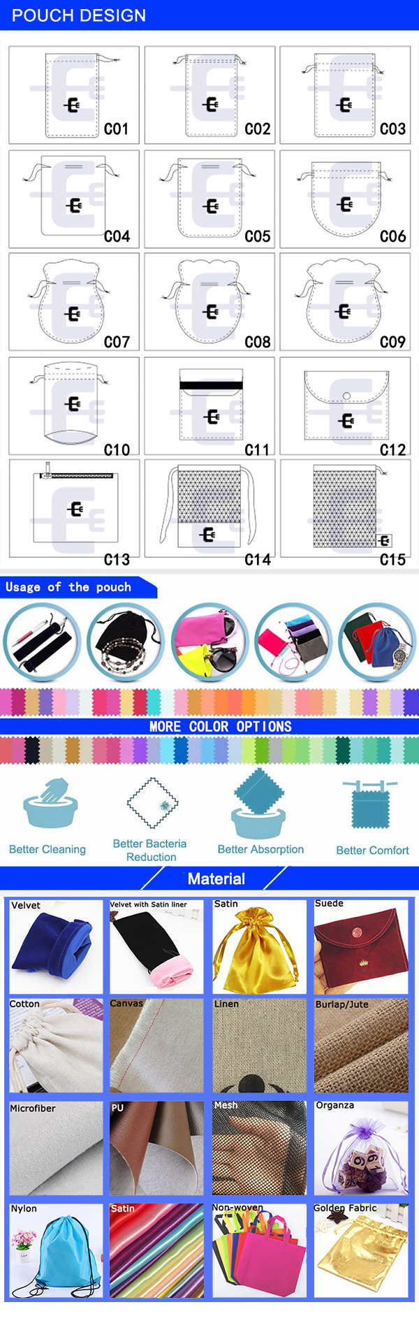 Digital print string pouch-Pouch bag supplier